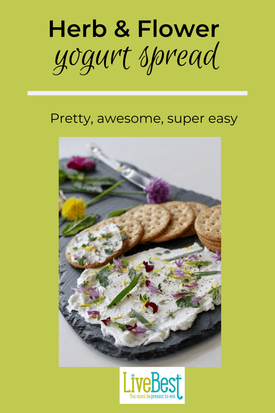 Super easy Herb and Flower Greek Yogurt dip - LiveBest